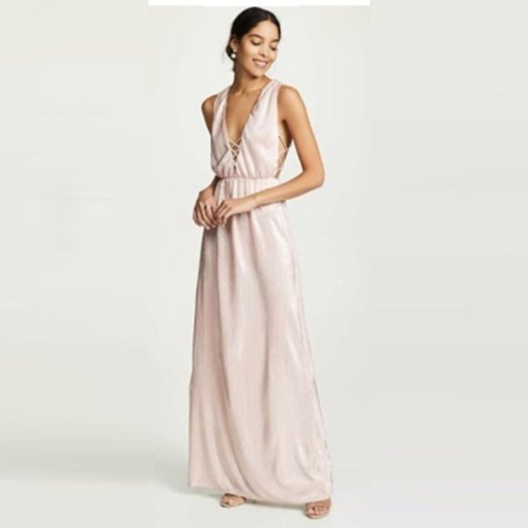 Wayf | Dresses | Wayf Metallic Silver Maxi Dress L | Poshmark